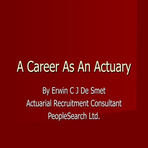 a Career as an Actuary | PPT