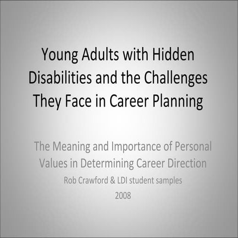 Career Planning For Adults With Hidden Disabilities | PPT