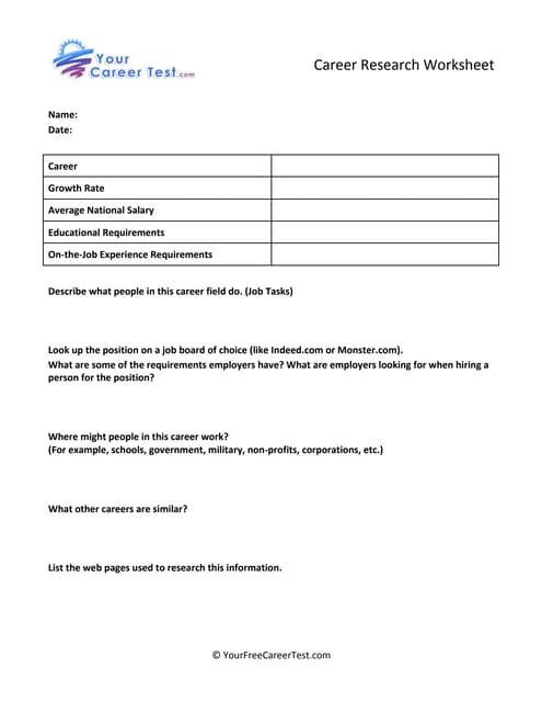 Job Search Tracking Worksheet | PDF