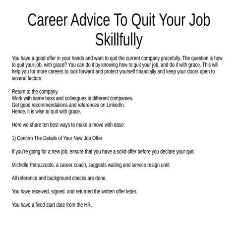 Career advice to quit your job skillfully | ODP