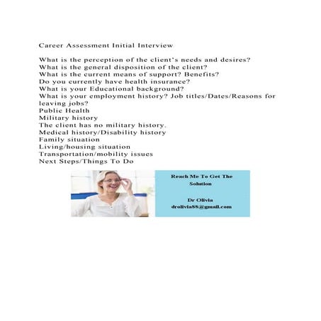 Career Assessment Initial InterviewWhat is the perception of t.docx