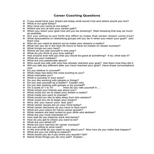 Career coaching questions | PDF