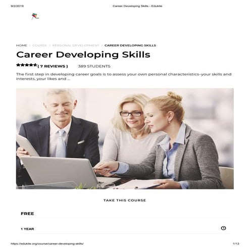 Career Developing Skills - Edukite | PDF