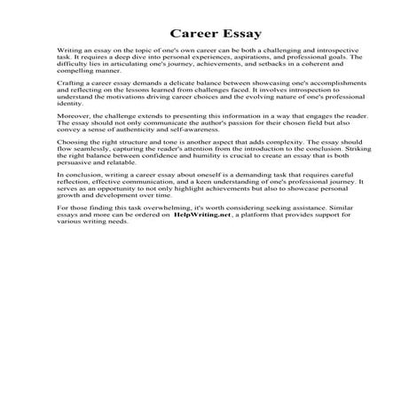 Career Essay | PDF | Non-Profit Organizations | Industries