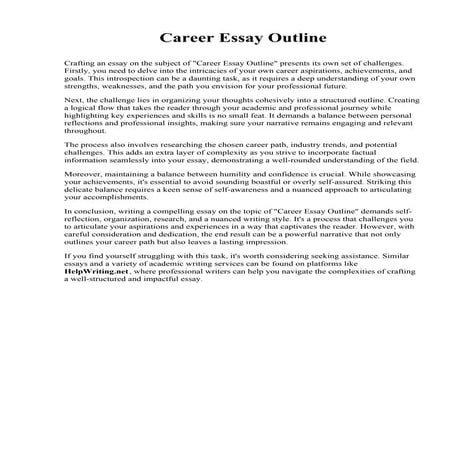 Career Essay Outline. Herzing University | PDF