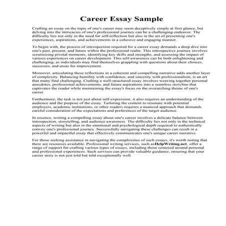 Career Essay Sample. 001 Essay Example Career Goal Thatsnotus | PDF
