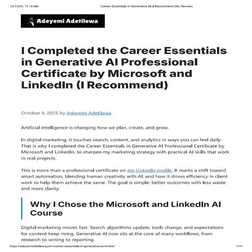 I Completed the Career Essentials in Generative AI Professional ...