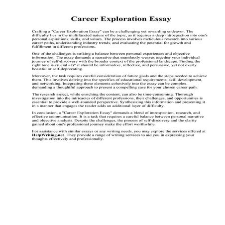 Career Planning Essay Pdf