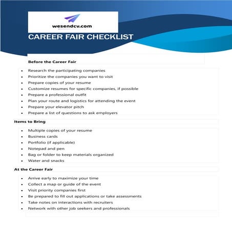 Maximize Your Success: Essential Career Fair Checklist | PDF | Job ...