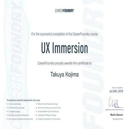 Career foundry certificate_immersion | PPT
