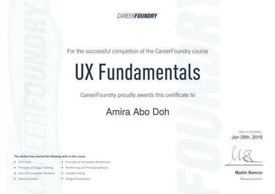 Career foundry certificate_ux immersion_amira abo doh | PPT