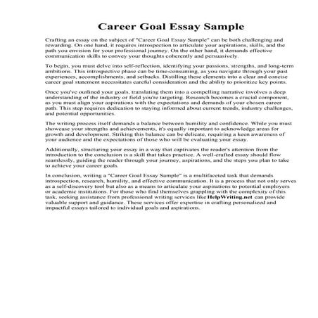 Career Goal Essay Sample. The Significance of SMART Goals: Essay ...