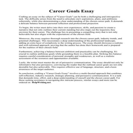 Career Goals Essay. How to Write an Essay About My Career Goals With ...