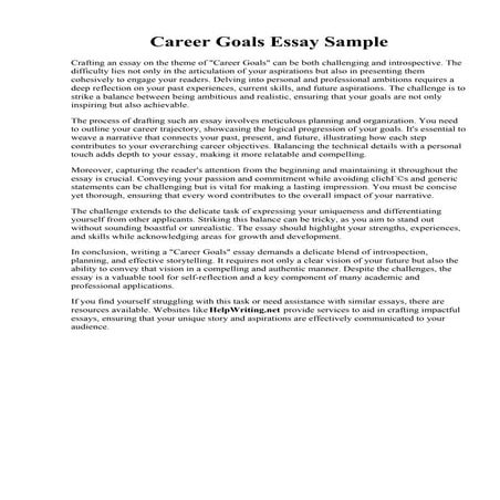 Career Goals Essay Sample | PDF