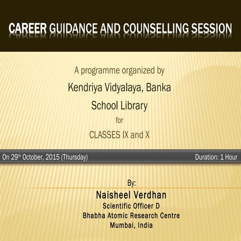 Career guidance and Counselling session | PPT