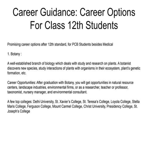 Career guidance career_options_for_class_12th_stud (1) | PPT