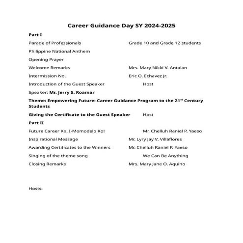 Career Guidance Day SY 2024 of Amio CHS Deped Central Visayas | DOCX