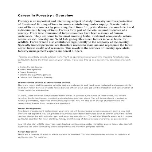 Career in forestry | DOCX