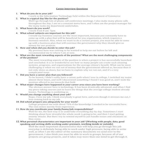 Career interview questions | PDF