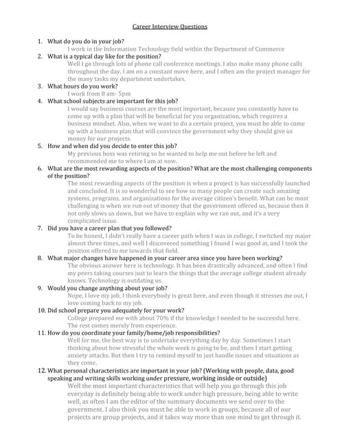 Career interview questons | PDF