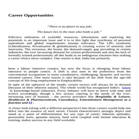 Career Opportunities | PDF