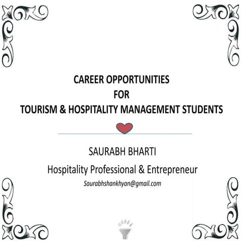 Career Opportunities for Tourism and Hospitality Management Students | PPTX