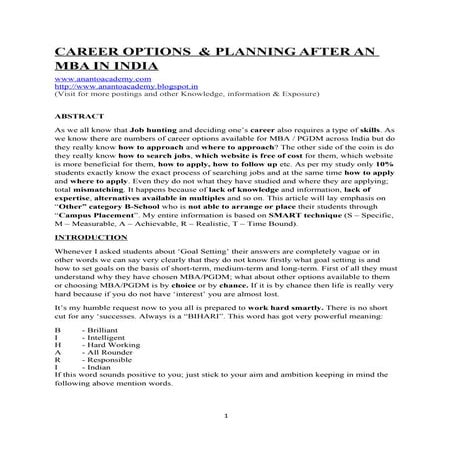 Career Options & Planning in India & Abroad | DOC