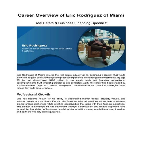 Career Overview of Eric Rodriguez of Miami | PDF