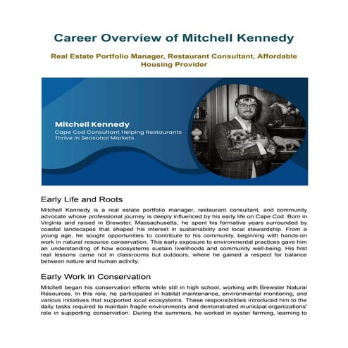 Career Overview of Mitchell Kennedy of Cape Cod | PDF