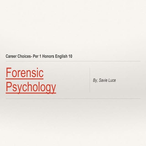 Career path: Forensic Psychology | PPTX