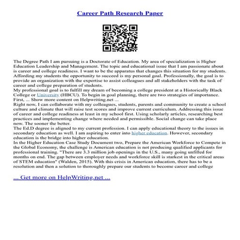 Career Path Research Paper | PDF