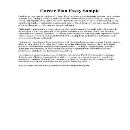 Career Plan Essay Sample. Sample Career Plan Academic Degree ...