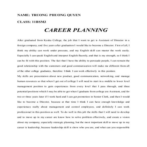 Career planning | PDF