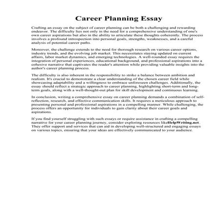 Career Planning Essay.pdf | Career Planning | Careers