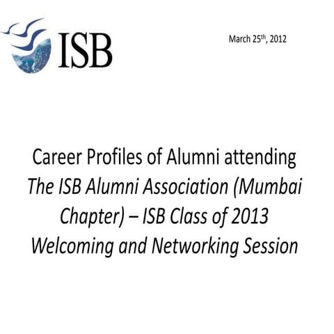 Career profiles of alumni attending mumbai session | PPTX