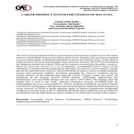 Career prospect system for citizens of malaysia | PDF