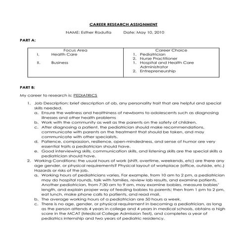 Career research assignment | DOCX