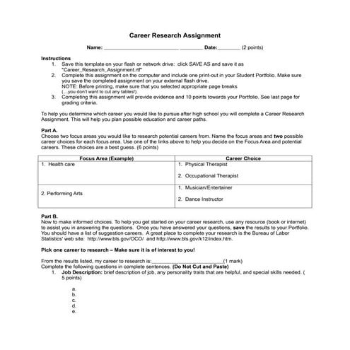 Career research assignment | PDF