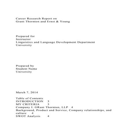 Career Research Report onGrant Thornton and Ernst & Young.docx