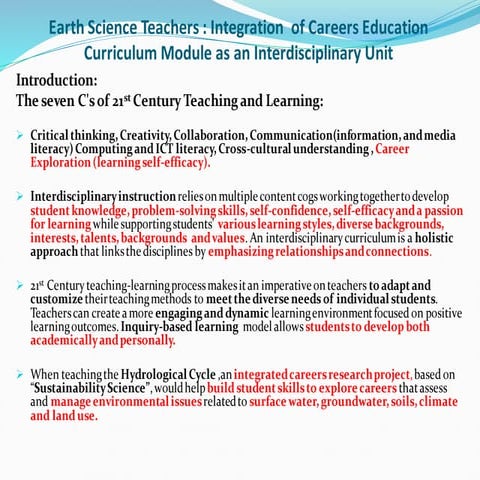 Incorporating Careers Education as interdisciplinary Unit | PDF