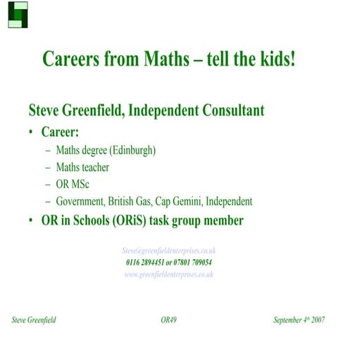 Careers from maths – tell the kids! | PPT