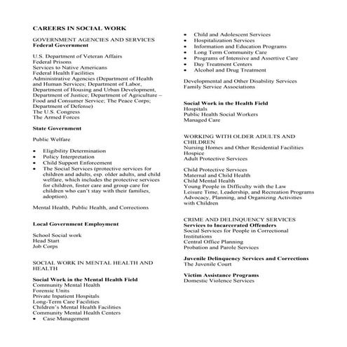 Careers in social work | DOC
