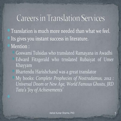 Careers in Translation Services | PPT