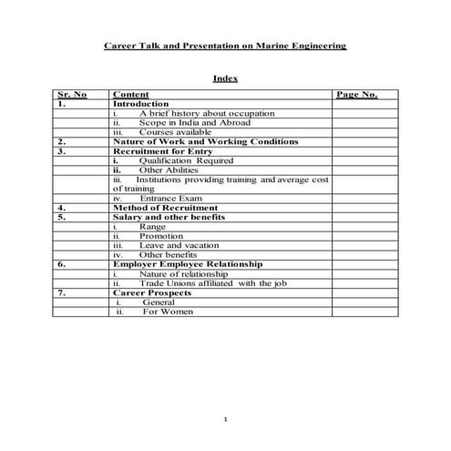 Career talk and presentation on marine engineering | DOCX