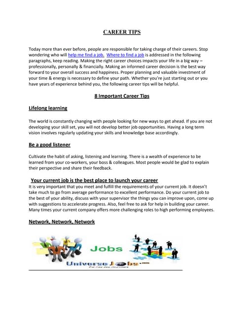 CAREER BUILDING TIPS | PPT