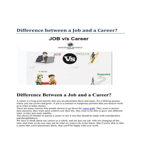 Difference Between Job And Career Definition Meaning Cre8tive