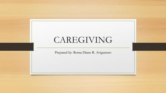 Caregiving Tools, Equipment and Paraphernalia | PPTX