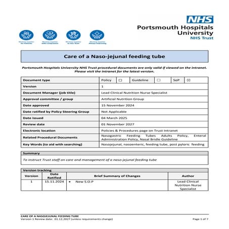 Care of a patient with a Nasojejunal feeding tube.pdf