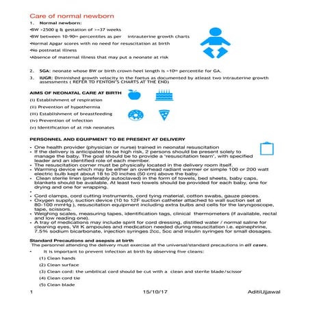 Care of newborn | PDF