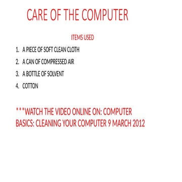 The care of the computer and its benefits | PPTX